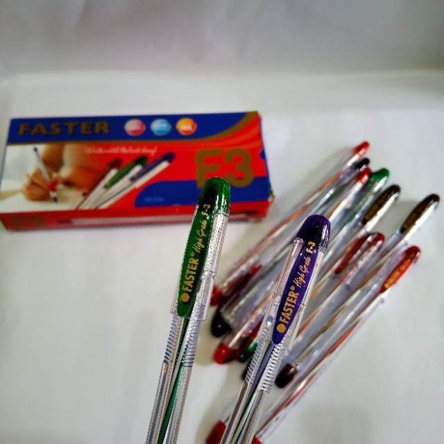 SELUSIN ( 12 PCS ) Ballpoint Bolpen Faster F3 0.5 mm Pulpen Faster F3 0 ...