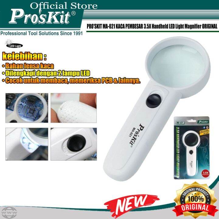 Pro'skit Kaca Pembesar Proskit MA-021 3.5X Handheld Led Light Magnifier ...