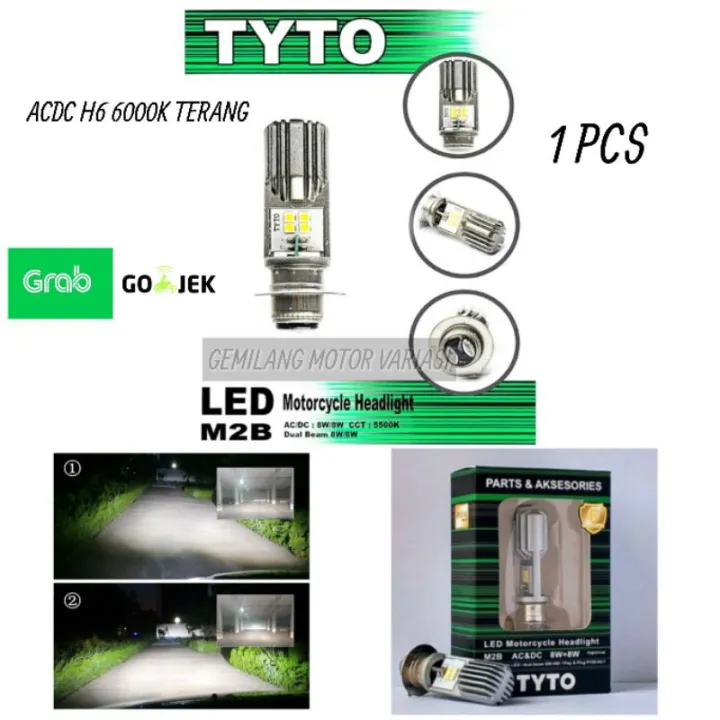 (Tyto) Bohlam Bolam Lampu depan Led 8 mata 2 sisi ac dc 16 wat 8-36 ...