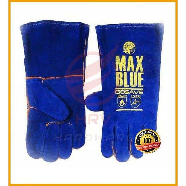 Original Gosave Sarung Tangan Kulit Las Biru 14 inch Max Blue Leather ...