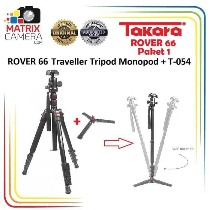 Takara ROVER 66 Paket 1 Compact Traveller Tripod Monopod Kit | Lazada ...