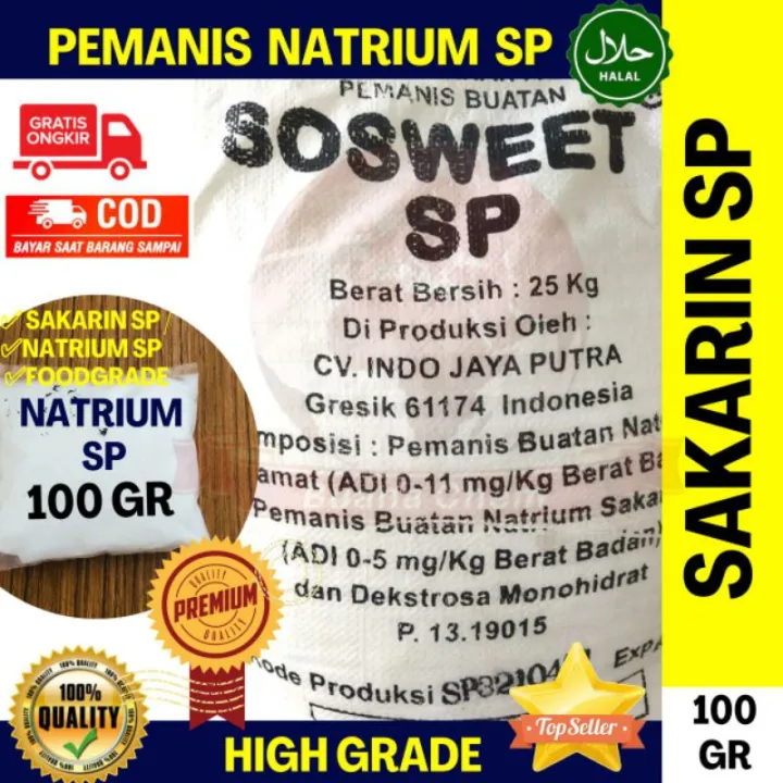 Sakarin SP 100gr Food Grade HALAL/ Natrium Saccharin / Natrium Siklamat / Pemanis Buatan ...
