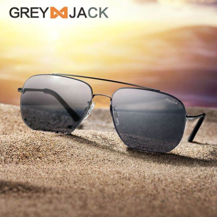 Grey Jack Kacamata Hitam Style Aviator Sunglasses Polarized Metal Tr90