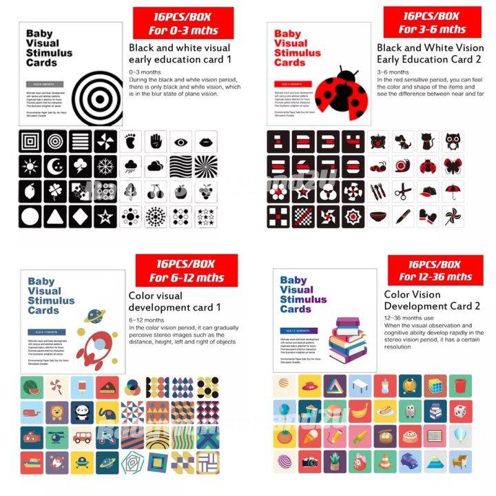 Baby Visual Stimulus Cards 0-36 Months Baby Vision Early Education Card ...