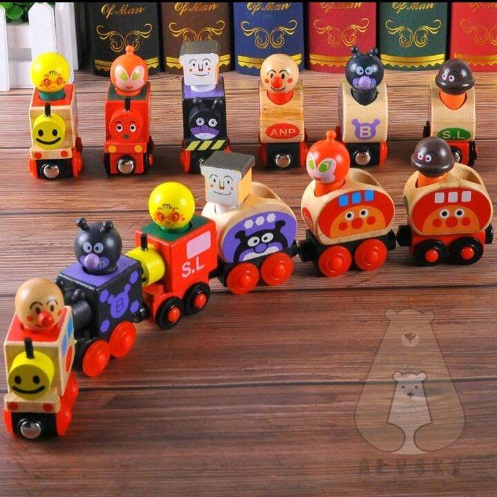 MAINAN KERETA KAYU ANPANMAN / WOODEN ANPANMAN MAGNETIC TRAIN SET ...