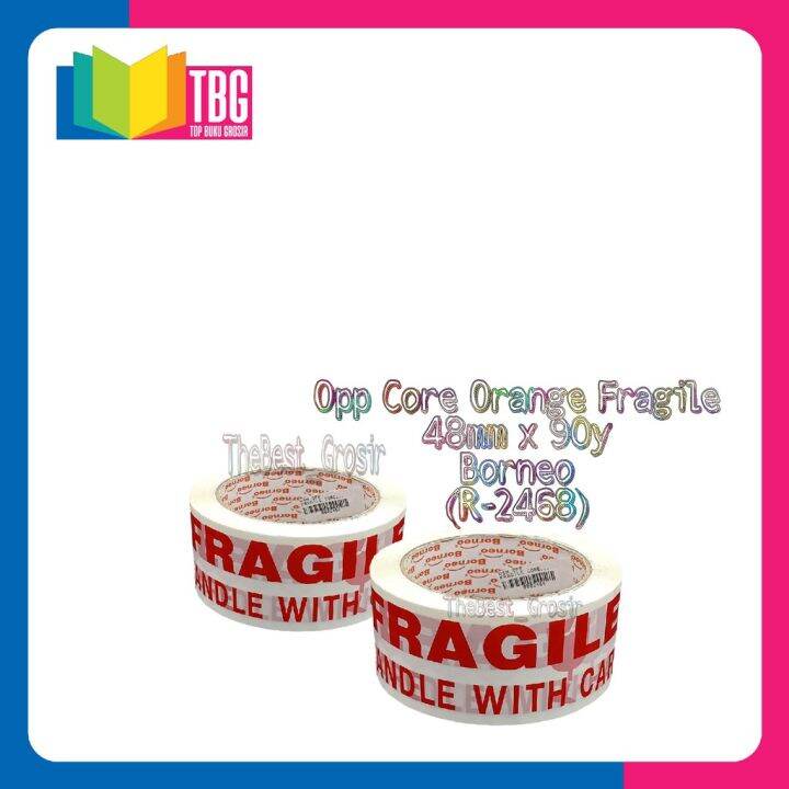 1 ROLL OPP FRAGILE CORE ORANGE 48MM X 100 YARD BORNEO / ISOLASI FRAGILE ...