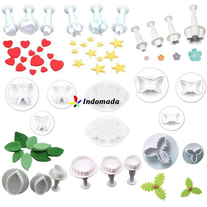 Plunger Cutter Cetakan Fondant Bunga Love Bintang Daun Icing Sugar Alat ...