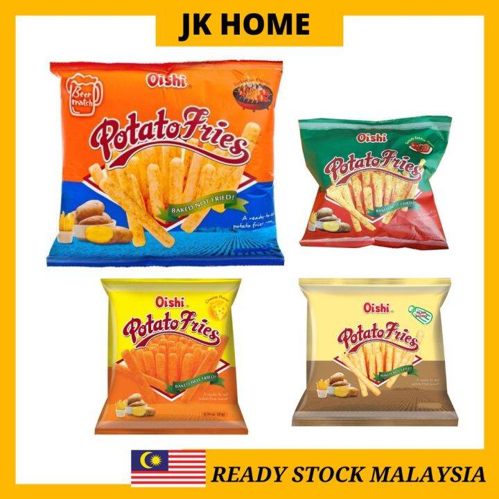 [HALAL] Oishi Potato Fries Tomato/Plain Salted/BBQ/Cheese (50g) | Lazada