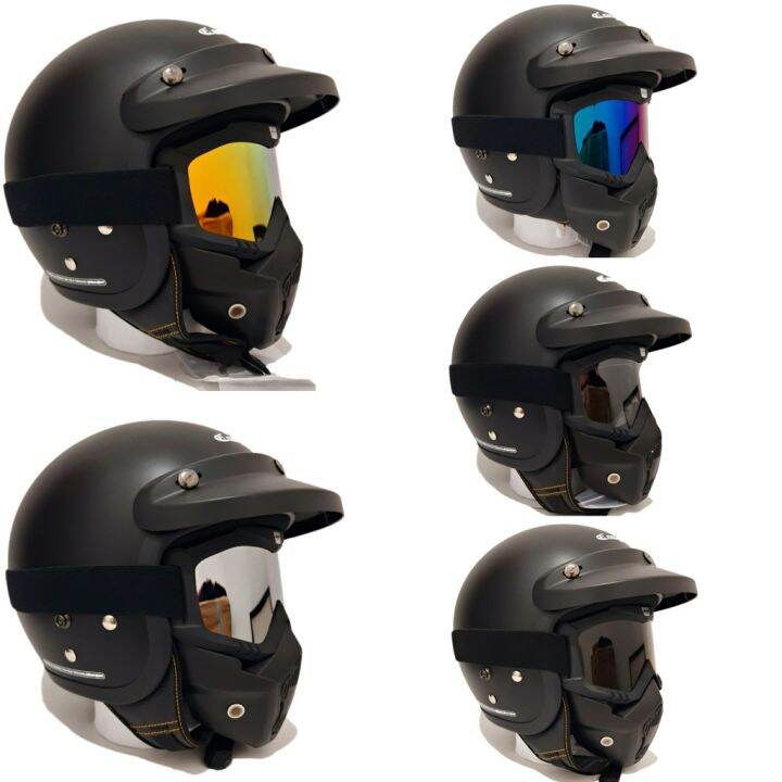 Helm Cargloss Retro Hitam Doff Plus Goggle Mask | Lazada Indonesia