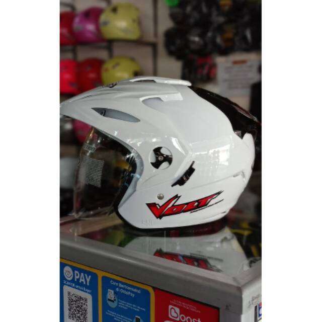 HELM VOG VOLT WHITE DOBEL VISOR NEWS ORIGINAL | Lazada Indonesia