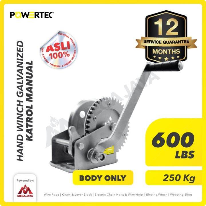 Hand Winch / Boat Winch / Katrol Manual 600lbs / 250Kg Galv POWERTEC ...