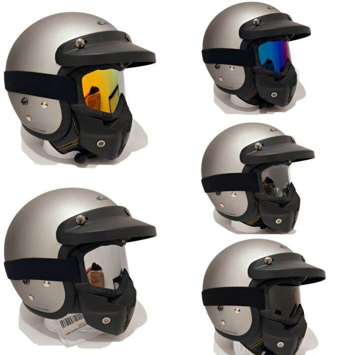 Helm Cargloss Retro Silver Doff Plus Goggle Mask | Lazada Indonesia