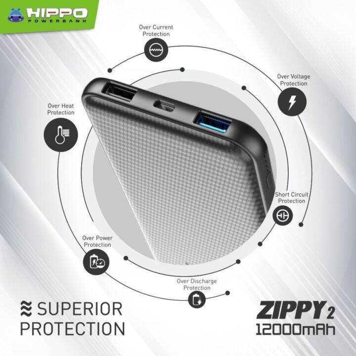 Hippo Power Bank Zippy 2 12000mAh Quick Charging Qualcom 3.0 | Lazada ...