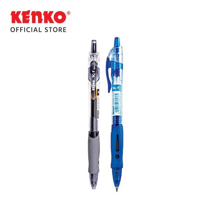 GEL PEN KENKO K-1 RETRACTABLE HITAM PULPEN K1 PENA CETEK BOLPEN GELPEN K 1 BLACK TINTA INK ...