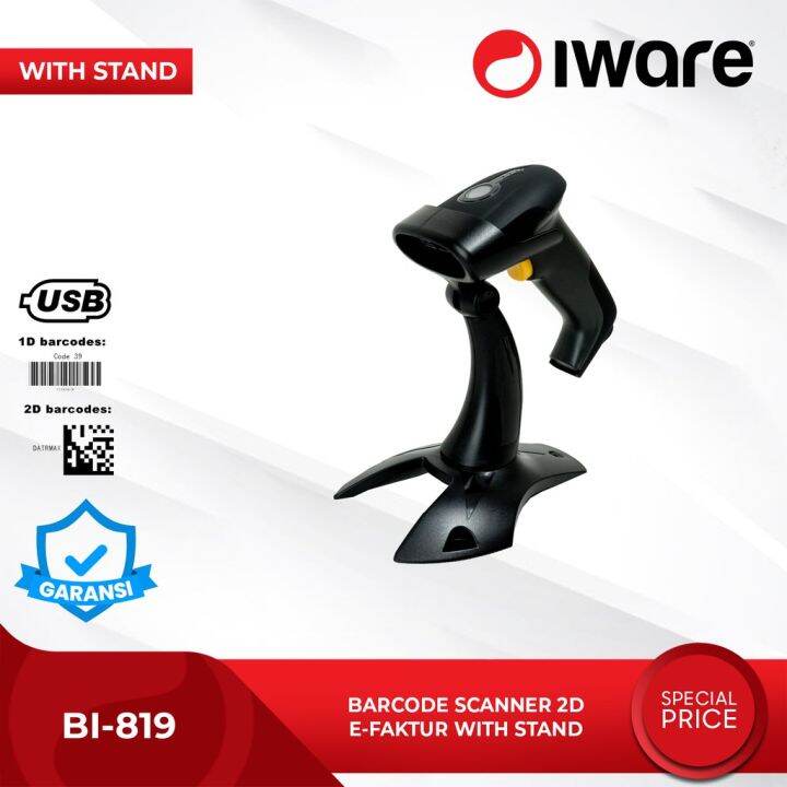 Iware Barcode Scanner 2D E-Faktur Bi-819 Auto Stand Qr Code Usb With ...