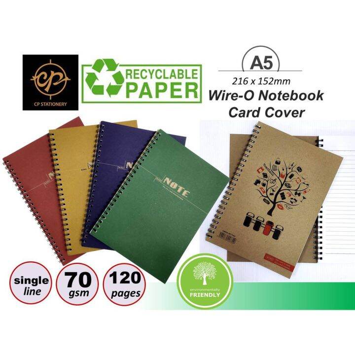 CP Notebook Wire-O A5 120 pages 70 gsm Single line Recycled Paper ...