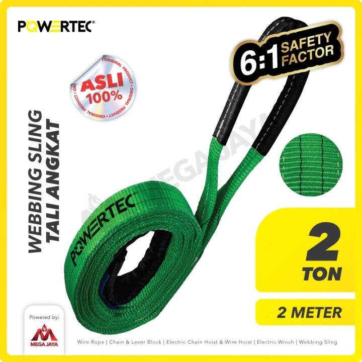Webbing Sling Belt / Tali Angkat 2 Ton x 2 Meter POWERTEC Double Ply | Lazada Indonesia