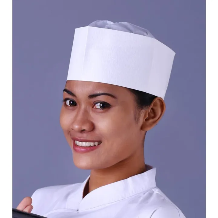 Topi chef kertas warna putih topi koki peci bahan kertas tinggi 8 cm ...