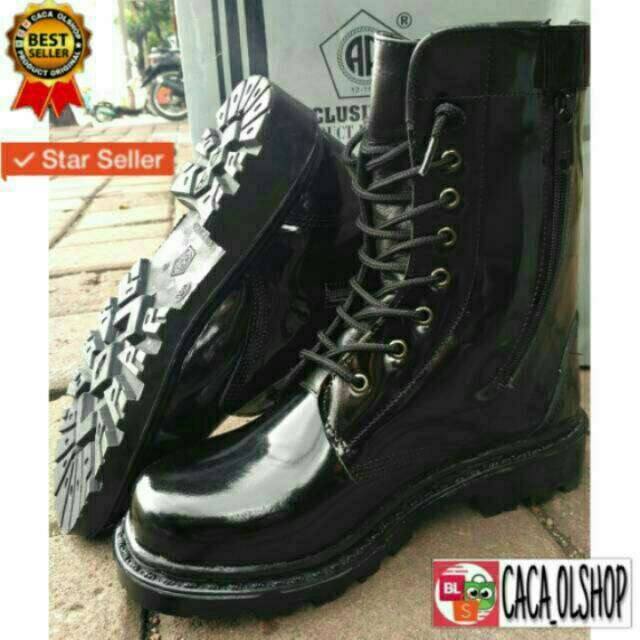 Sepatu PDL Satpam Mengkilat Dobel Sleting merk AR exclusive Ma8lux ...