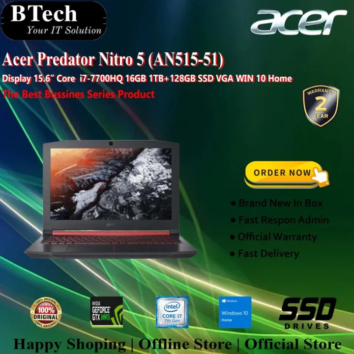Acer Predator Nitro 5 (AN515-51)Core i7-7700HQ/16GB/1TB+128GB SSD/W10H ...