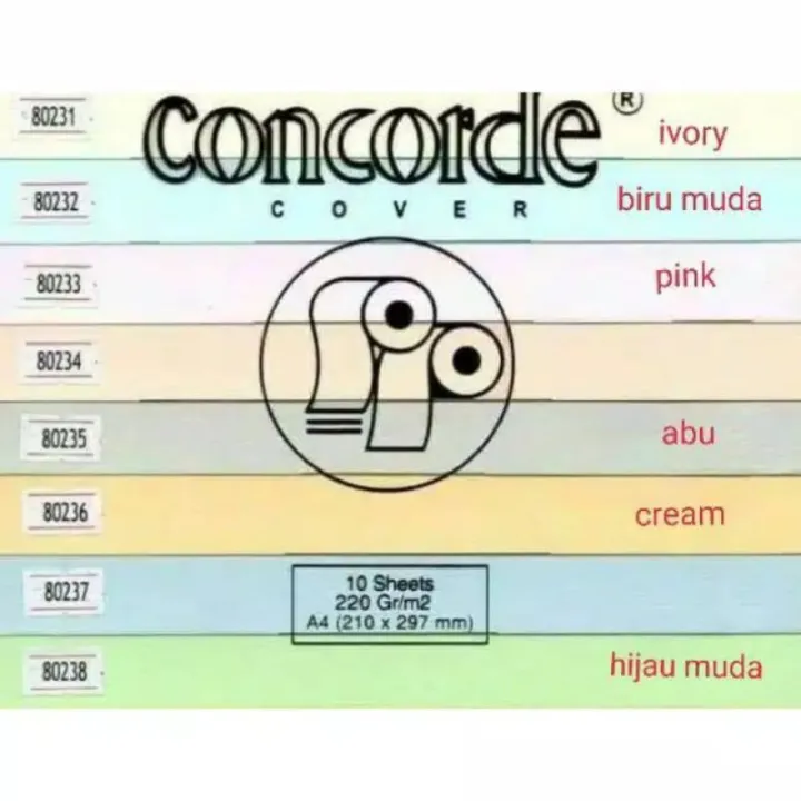 Concorder Warna A4 10 lembar/ Concorde Putih Tebal A4/ Concorde Putih ...