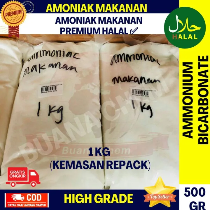 Amoniak Makanan 1 KG HALAL / Amoniak Kue / Ammonium Bicarbonate ...