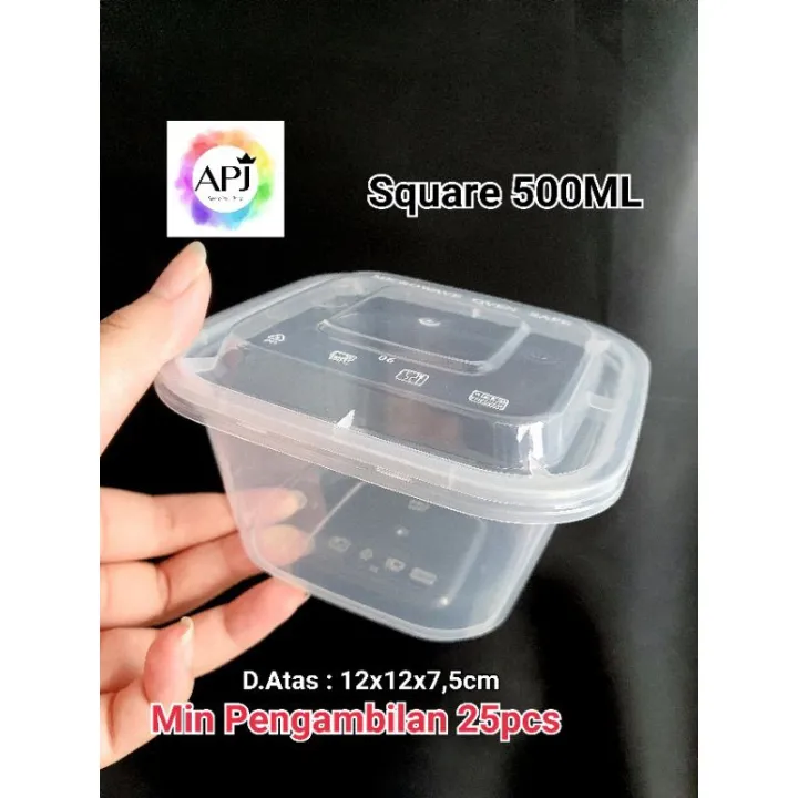 (ISI DAN HARGA PER 25PCS)Thinwall Square 500ml / Kotak Kue 500ml ...