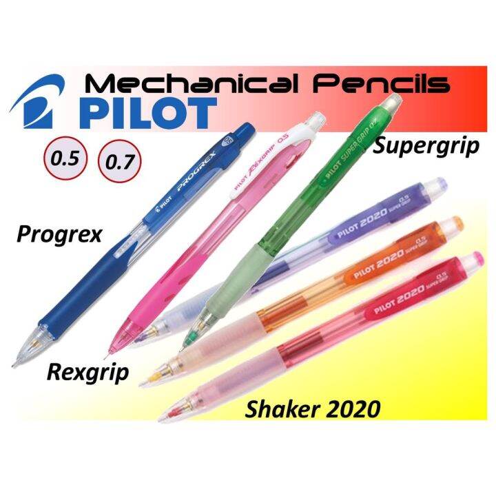 Pilot Mechanical Pencil Rexgrip Supergrip Progrex Shaker 2020 0.5mm 0.7mm (Pensil Mekanik) | Lazada