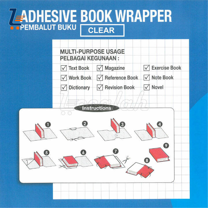Self Adhesive Book Cover Wrapper / Pembalut Buku (Dolphin) 10 sheets (3 ...