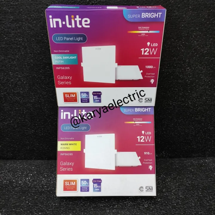 LAMPU LED PANEL INBOW TANAM KOTAK IN LITE INLITE 12WATT 12W 12 WATT ...