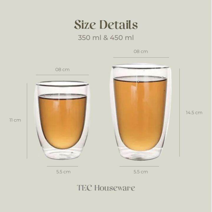【TEC】TARU Gelas Double Wall Anti Panas Insulated Cup Glass Kaca Dobel Bagus Unik Tebal | Lazada ...