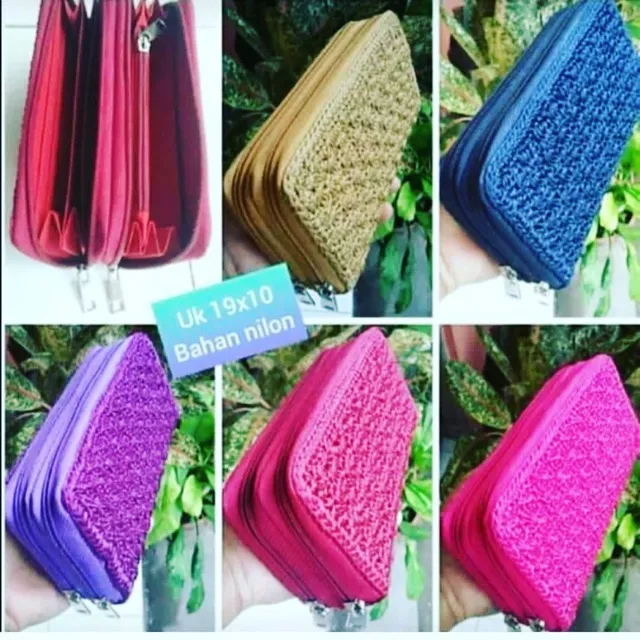 Dompet Rajut nilon Dua resleting 20x10 cm | Lazada Indonesia