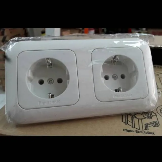 Stopkontak panasonic double non cp stop kontak power outlet 2 gang Stop ...