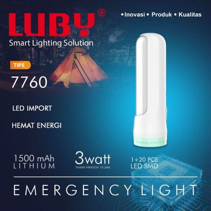 Senter Tangan LED 3W 20 SMD Luby L-7760 Lampu Emergency LED PUTIH | Lazada Indonesia