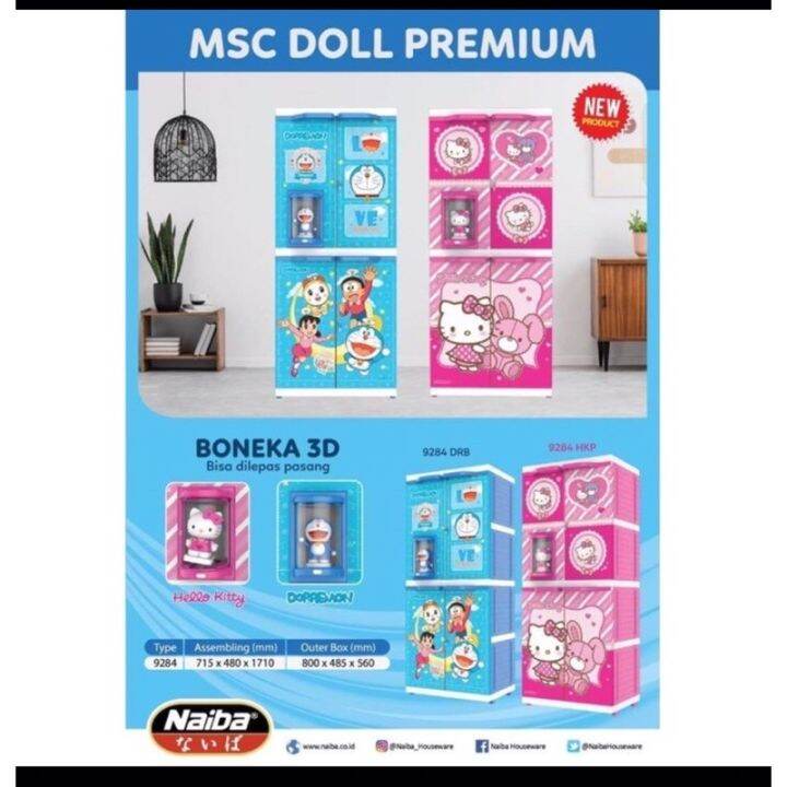 LEMARI PLASTIK ANAK / LEMARI HELLO KITTY / LEMARI DORAEMON / LEMARI MSC ...