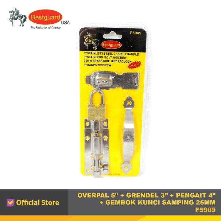 Bestguard Knob Penarik Pintu 5" Overpal 3" Grendel 4" & Gembok 25Mm ...