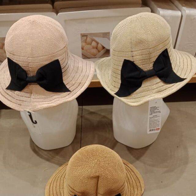 MINISO Topi pantai Big bow. topi miniso murah | Lazada Indonesia