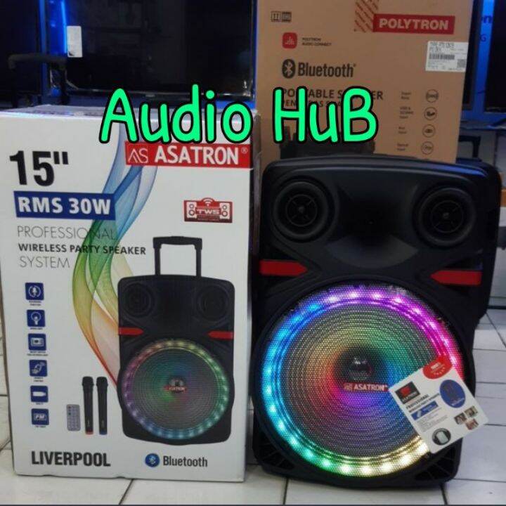 SPEAKER PORTABLE MEETING ASATRON LIVERPOOL 15 INCH ORIGINAL FREE 2 MIC ...