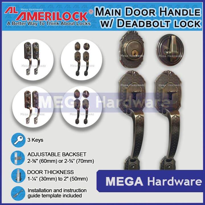 AMERILOCK Door Knob for Main Door Handle Set with Single Cylinder ...