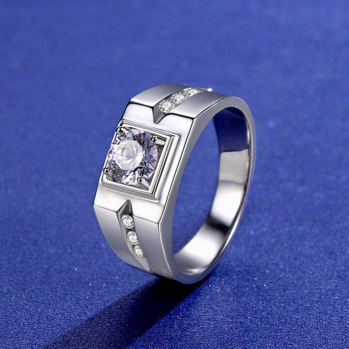 6.5mm Moissanite Business Rings For Men 100% 925 Sterling Silver 1ct ...