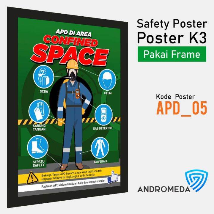 Safety Poster K3 : Confined Space APD Evakuasi Terbatas + Frame | Lazada Indonesia