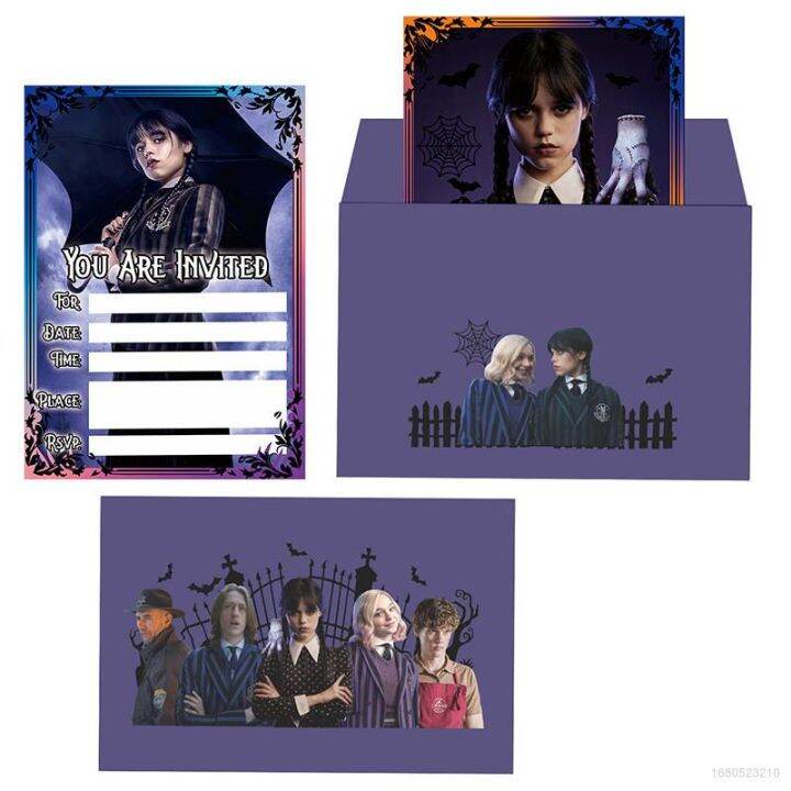 Kira 24PCS Wednesday Addams Invitation cards With Envelope Birthday ...