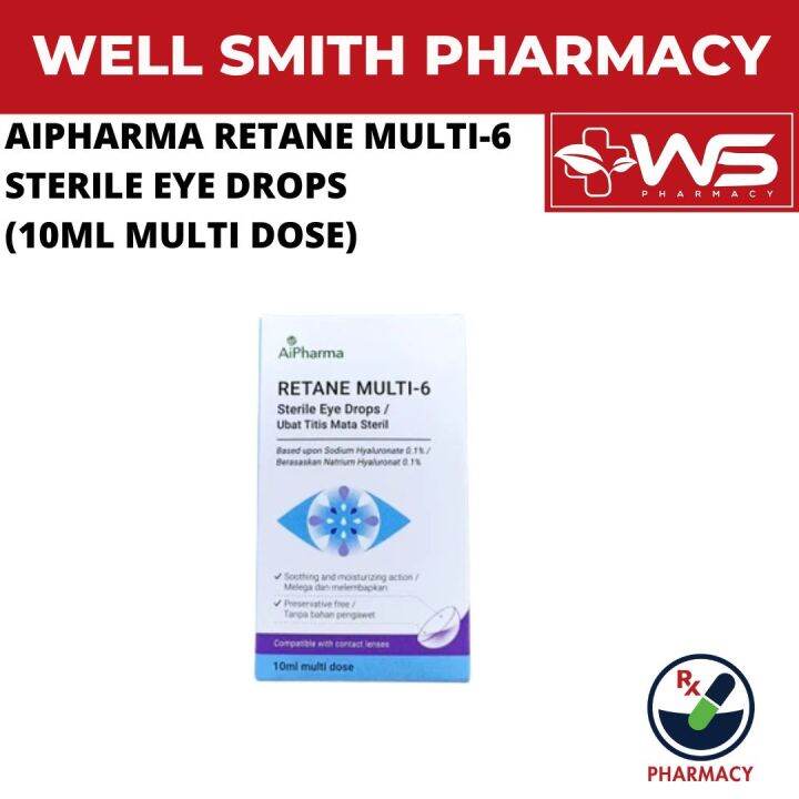 AIPHARMA RETANE MULTI-6 STERILE EYE DROPS (10ML MULTI DOSE)(COMPATIBLE ...