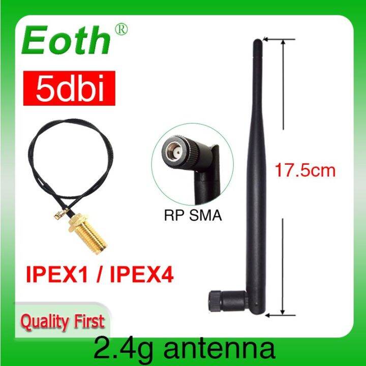 EOTH 2.4g antenna 5dbi sma female wlan wifi 2.4ghz antene ipex 1 4 mhf4 external router tp link ...