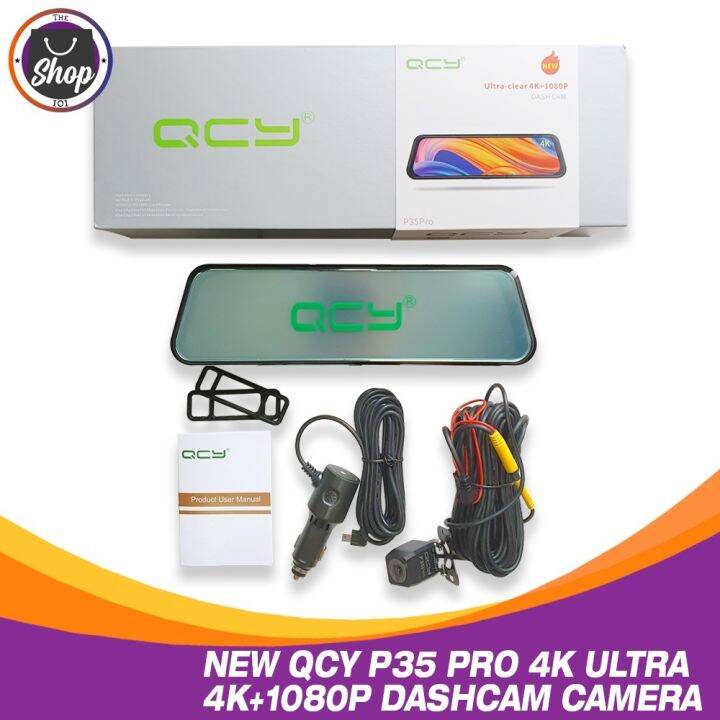 QCY P35 PRO Ultra Clear 10 Inch Ultra Clear Dual Lens Dashcam 4K 1080P ...