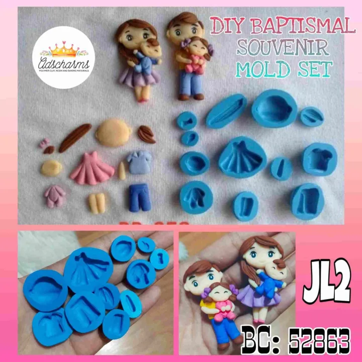 JL2 DIY Baptismal Souvenir Mold Set Chibi Clay Molds BC52863 chocolate ...