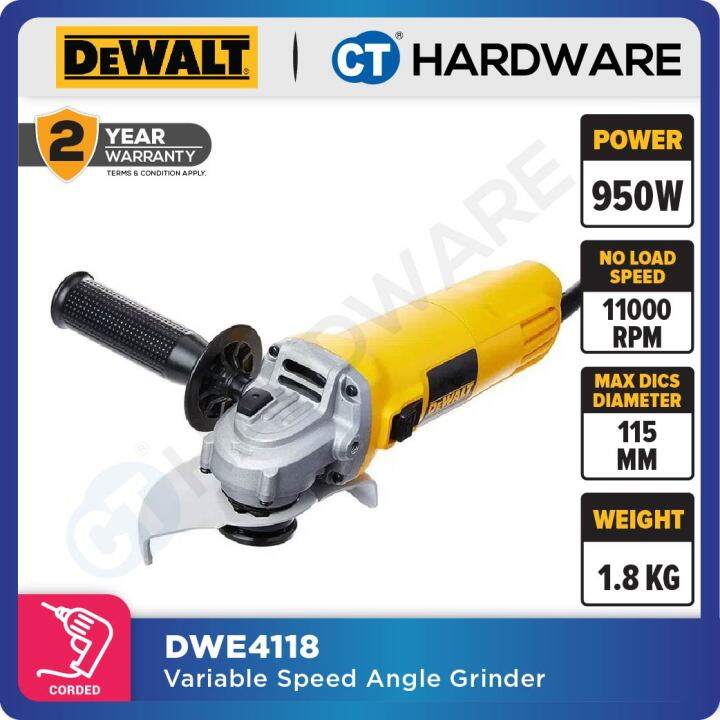 DEWALT DWE4118 ANGLE GRINDER 4" 950W 11000RPM ( SLIDER SWITCH ) 1.8KG ...