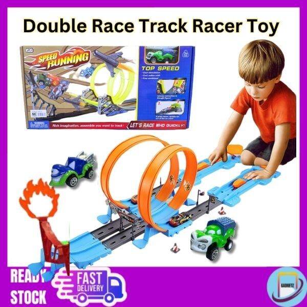 Double Race Track 360 Degrees Track Builder Playset Toys Car Ramp Racer ...