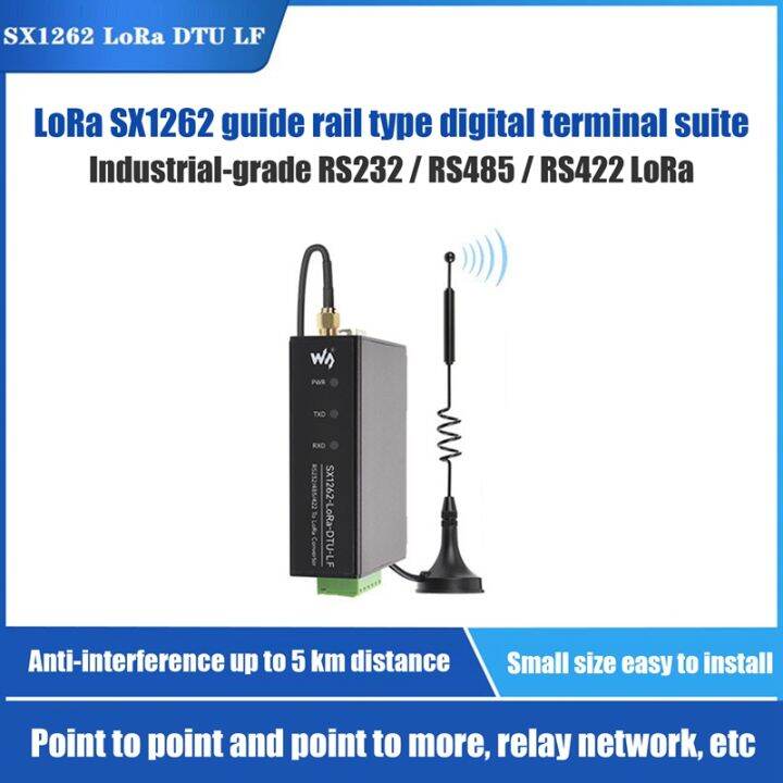 Waveshare SX1262 LoRa DTU LF Guide Rail LoRa Data Transmission Terminal DTU 410-510MHz RS232 ...