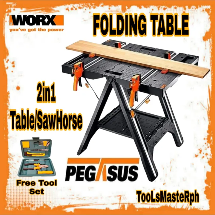 WORX WX051 Multi-Function Work Table Foldable Sawhorse Sawing Table ...